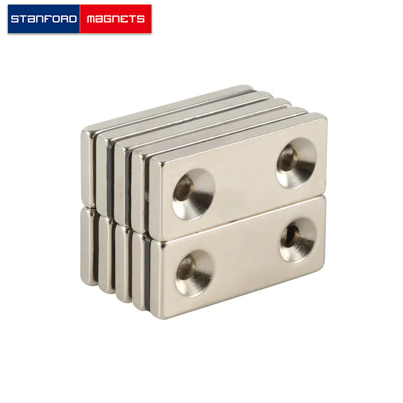 Neodymium Plate / Block Magnets With Countersunk Holes